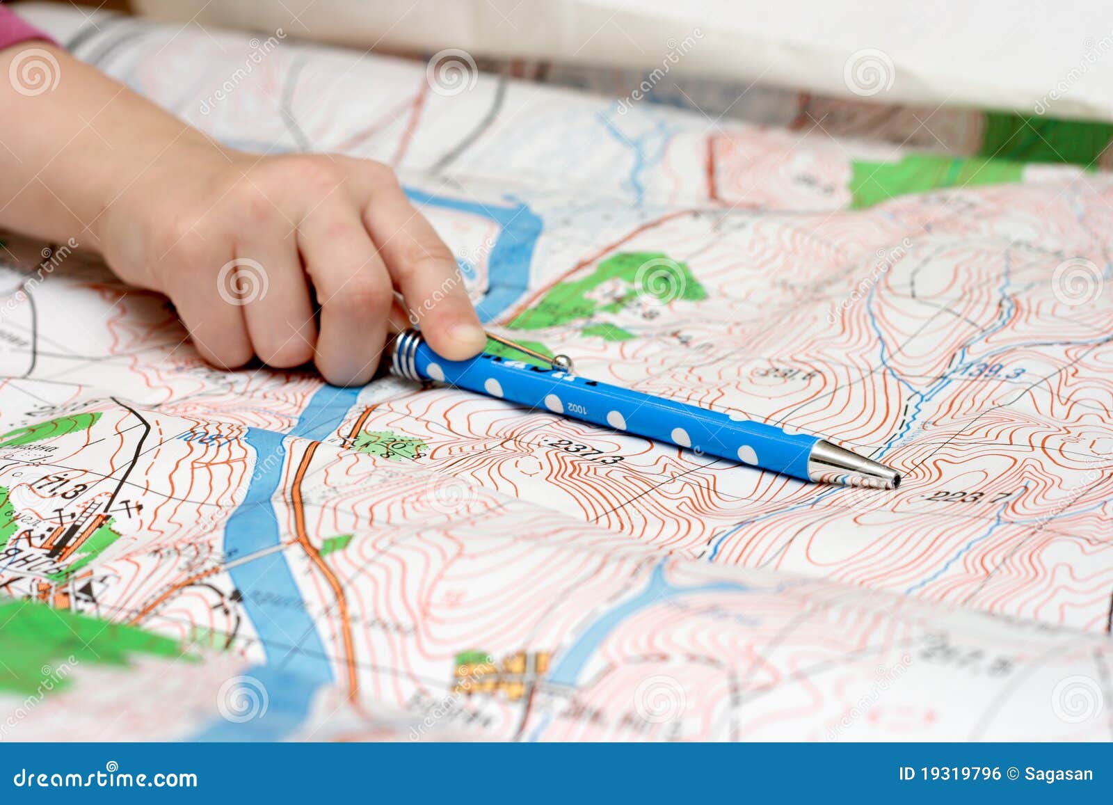 Topographic map stock photo. Image of finger, cartography - 19319796