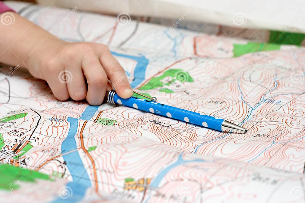 Topographic map stock photo. Image of finger, cartography - 19319796