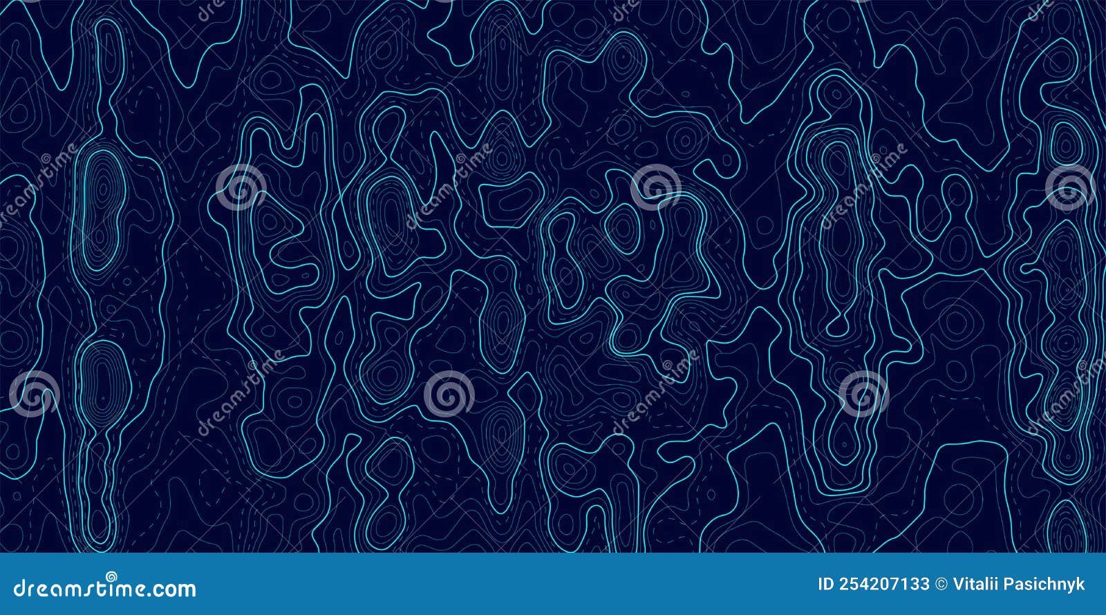 Topographic Map on Blue Background. Geographic Line Map with Elevation ...