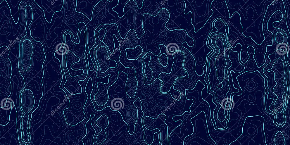 Topographic Map on Blue Background. Geographic Line Map with Elevation ...