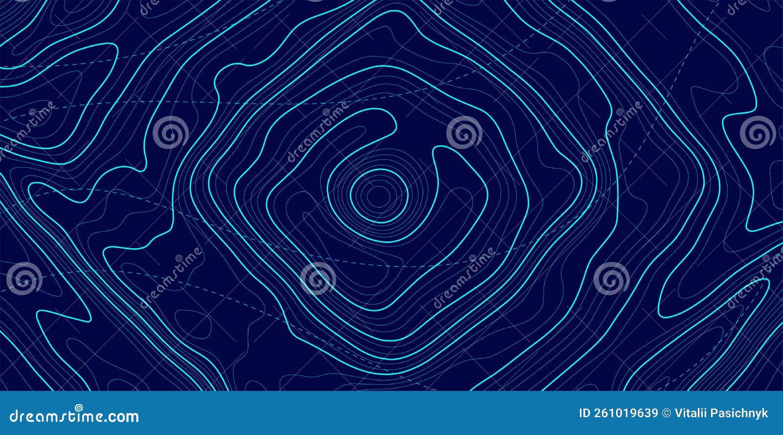 Topographic Map on Blue Background. Geographic Line Map with Elevation ...