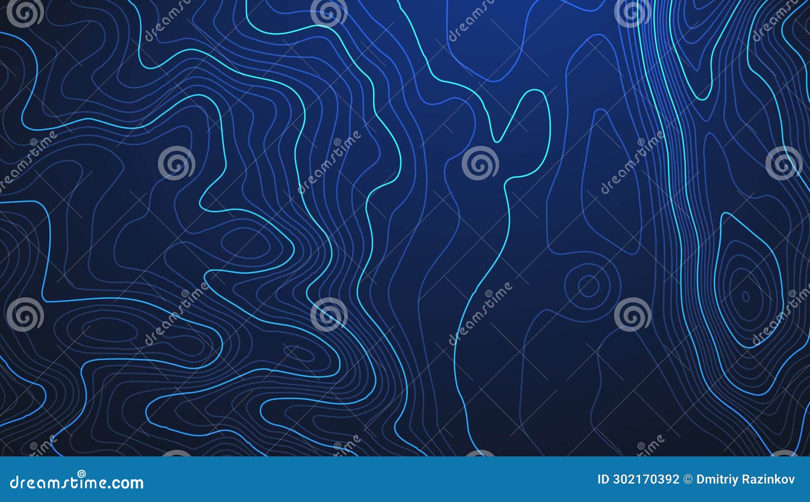 Topographic Map Blue Technology Background. Big Data Elevation Map with ...