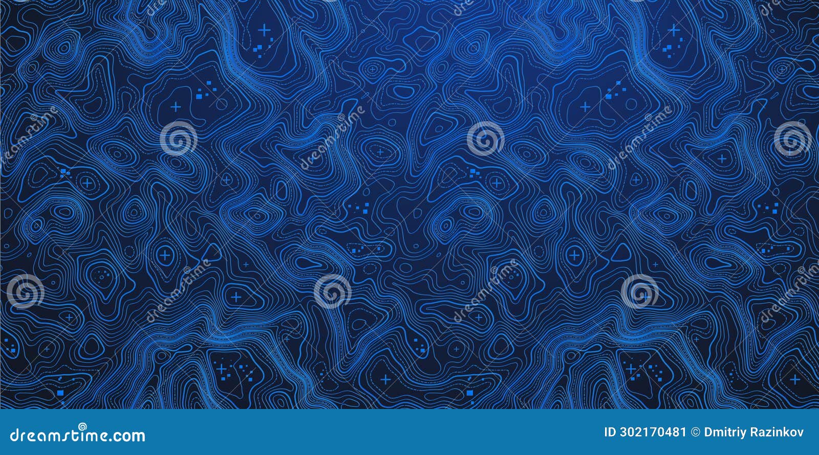 Topographic Map Blue Technology Background Big Data Elevation Map With Contour Lines Cartoon
