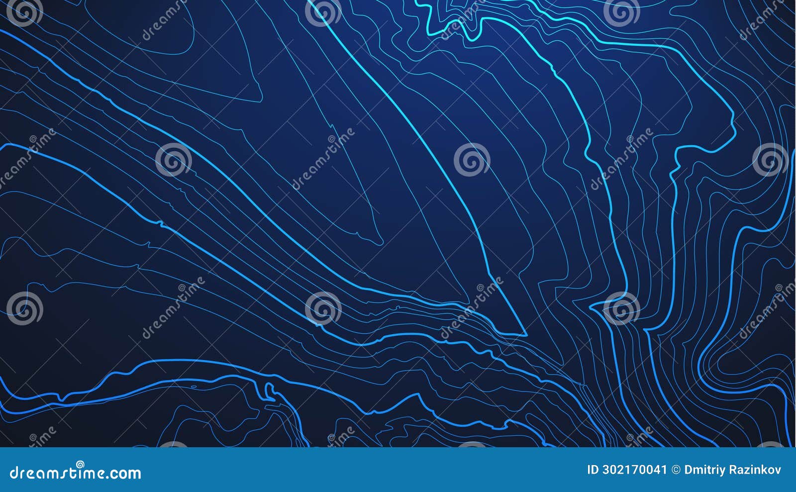 Topographic Map Blue Technology Background. Big Data Elevation Map with ...