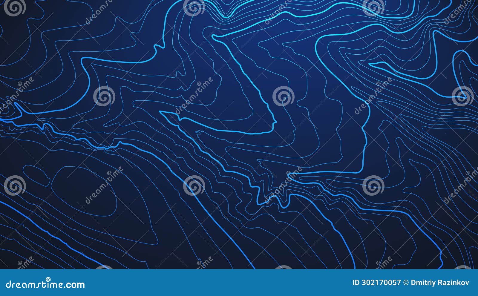 Topographic Map Blue Technology Background. Big Data Elevation Map with ...