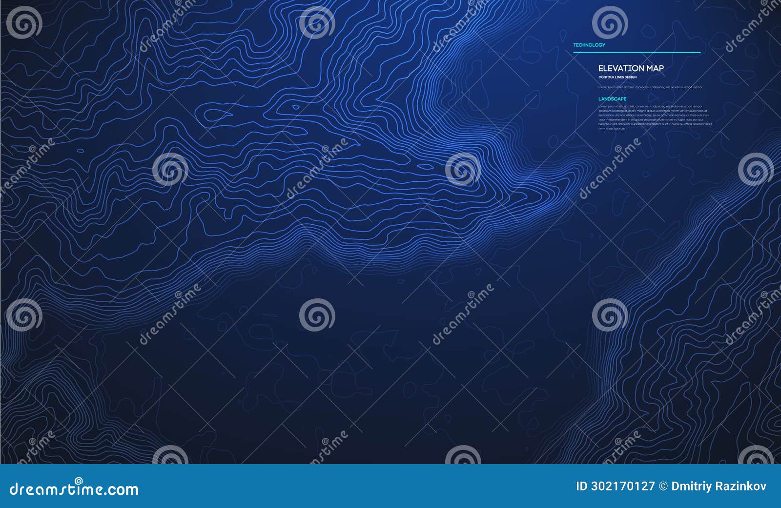 Topographic Map Blue Technology Background. Big Data Elevation Map with ...