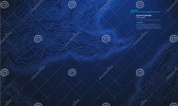 Topographic Map Blue Technology Background. Big Data Elevation Map with ...