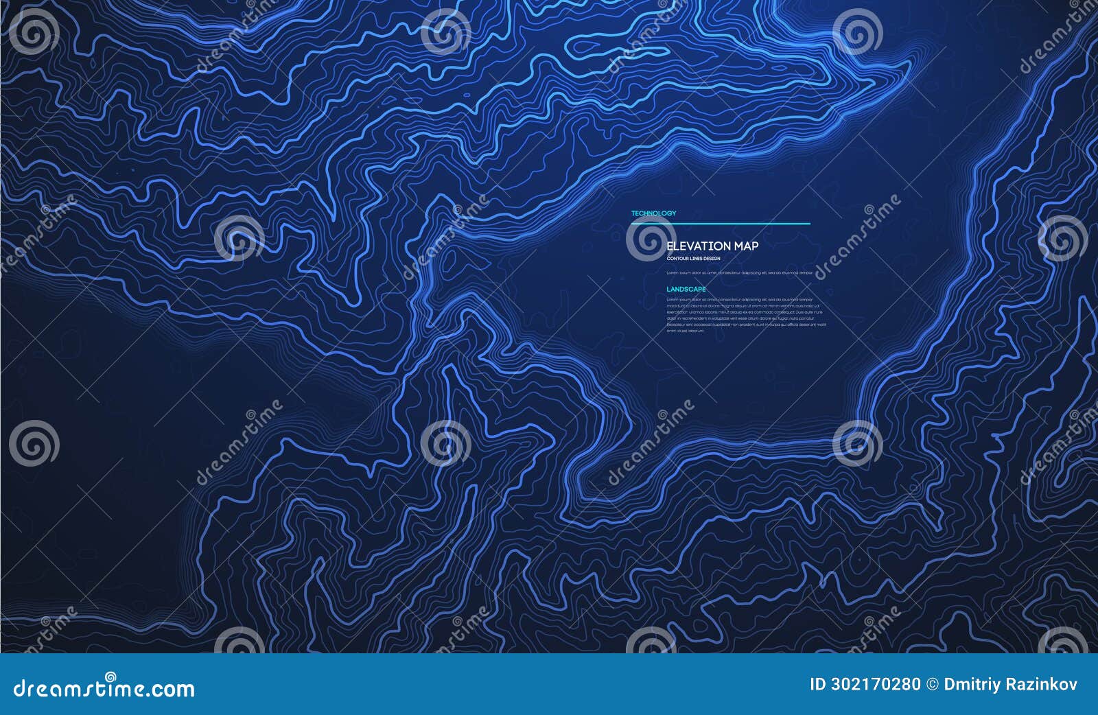 Topographic Map Blue Technology Background. Big Data Elevation Map with ...