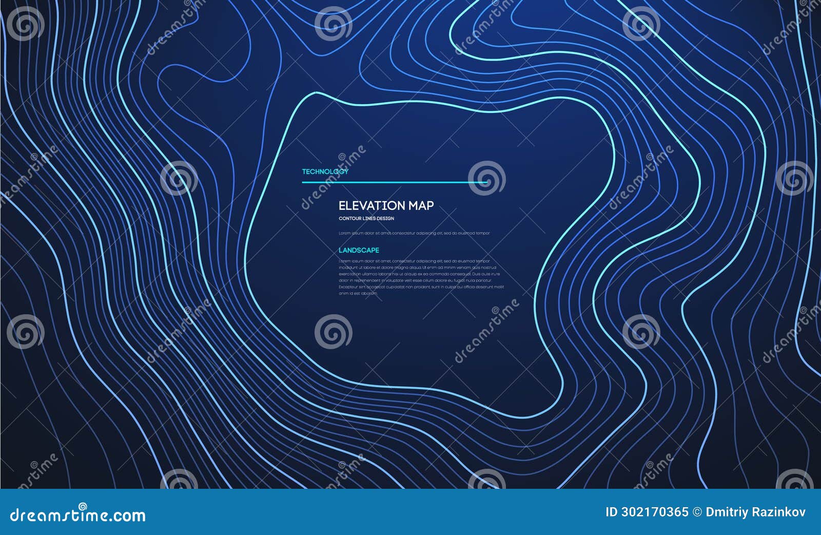 Topographic Map Blue Technology Background. Big Data Elevation Map With ...