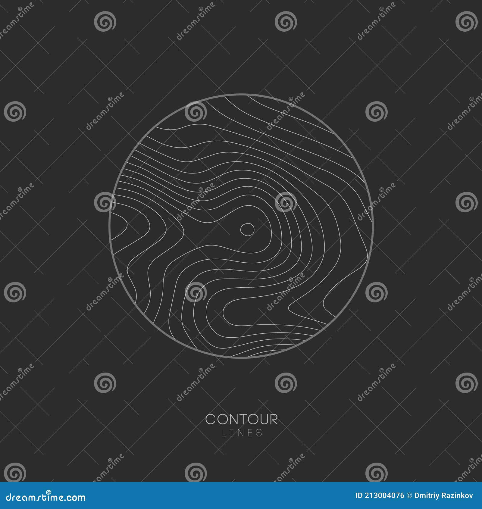 Topographic Map Circle Logo Concept On Dark Background. Topo Map ...