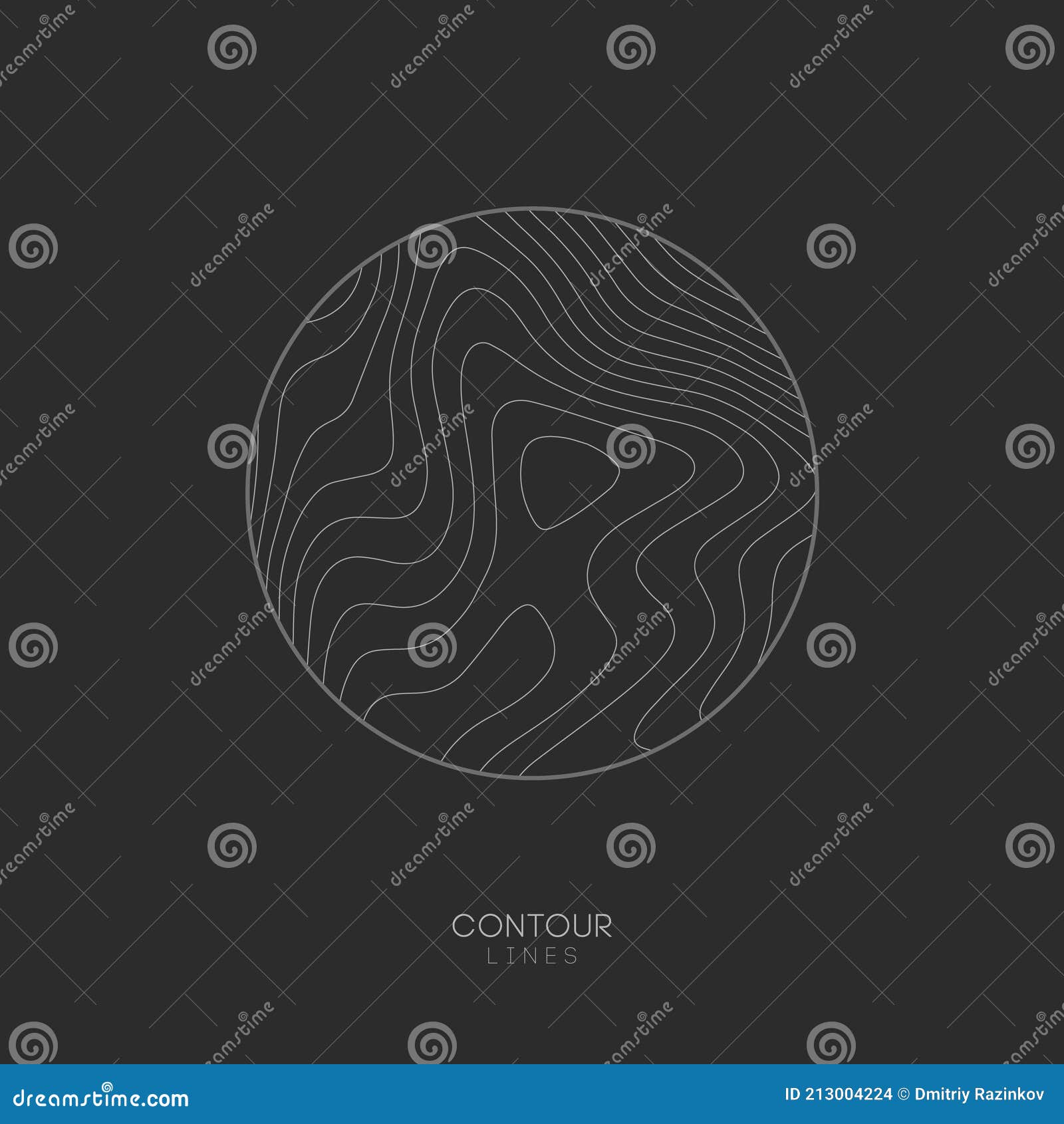 Topographic Map Circle Logo Concept On Dark Background. Topo Map ...