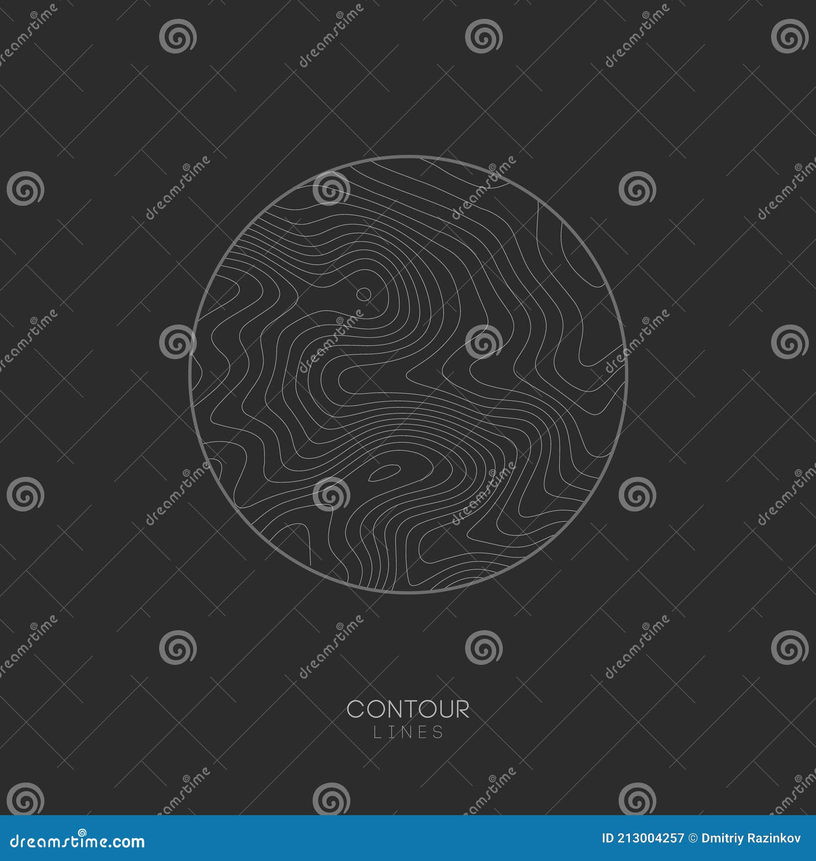 Topographic Map Circle Logo Concept On Dark Background. Topo Map ...