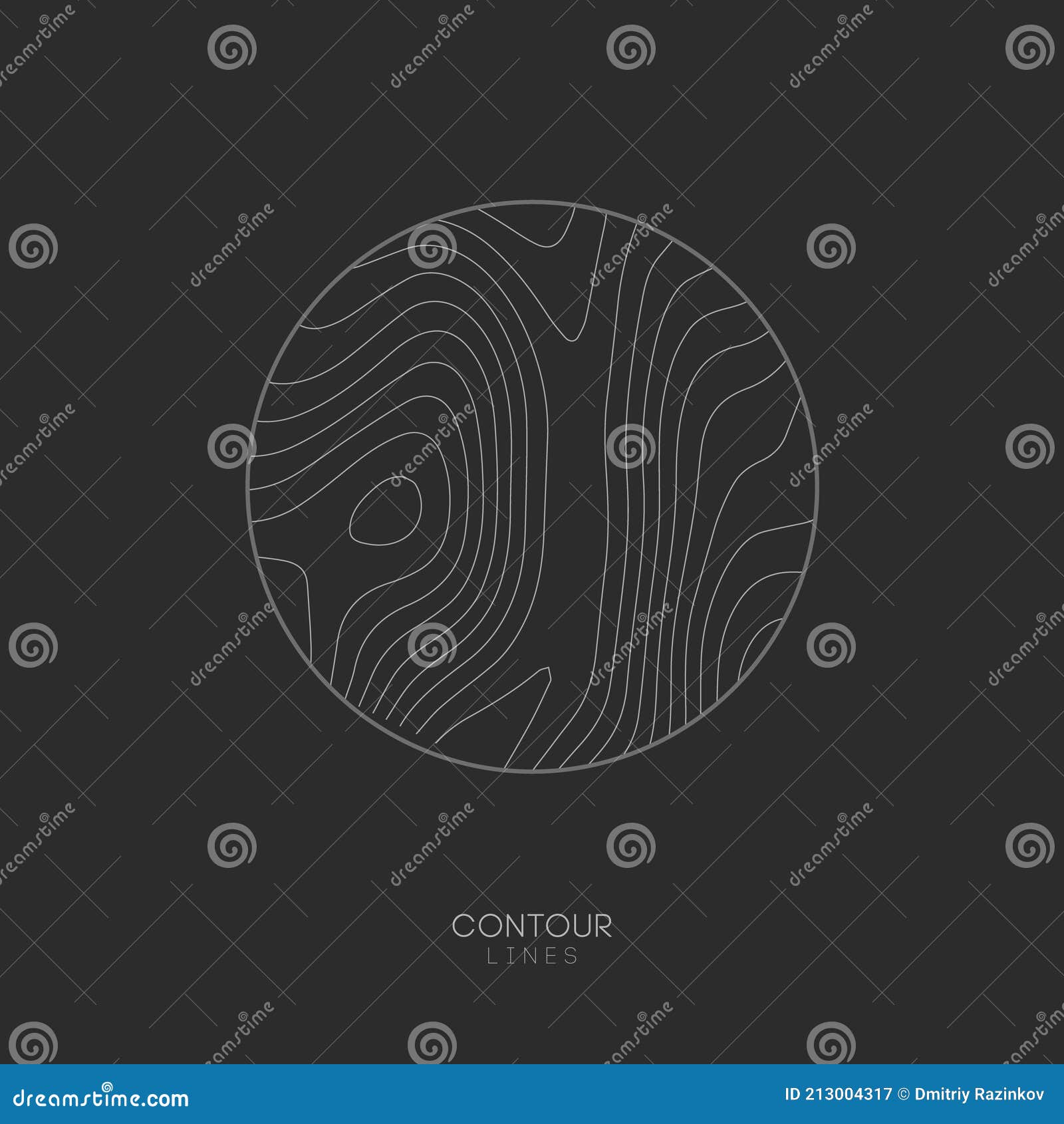 Topographic Map Circle Logo Concept on Dark Background. Topo Map ...