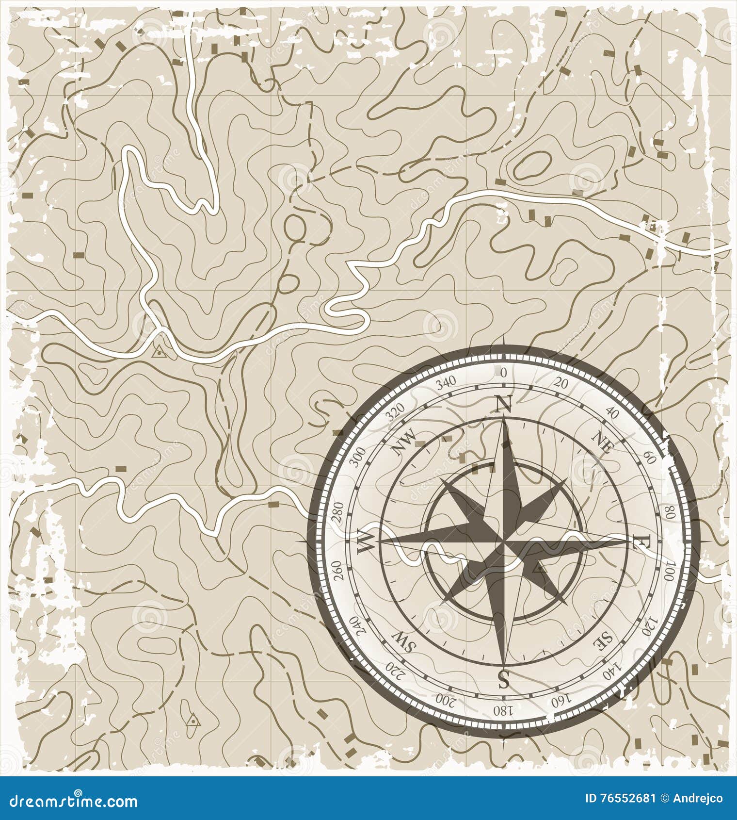 Topographic Map With Compass Stock Vector Illustration Of Background