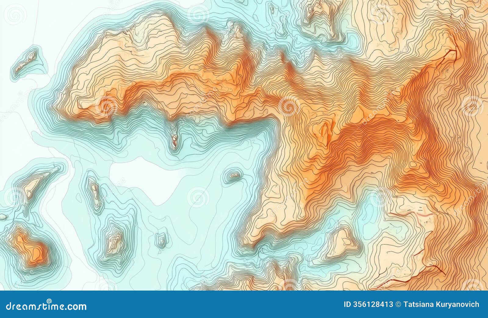 Topographic Map with Contour Lines, Elevation Changes, Landforms, Water ...