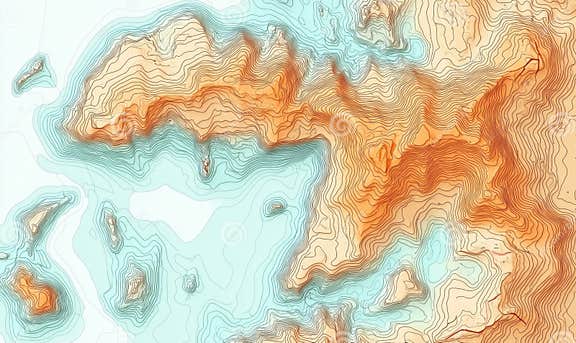 Topographic Map with Contour Lines, Elevation Changes, Landforms, Water ...