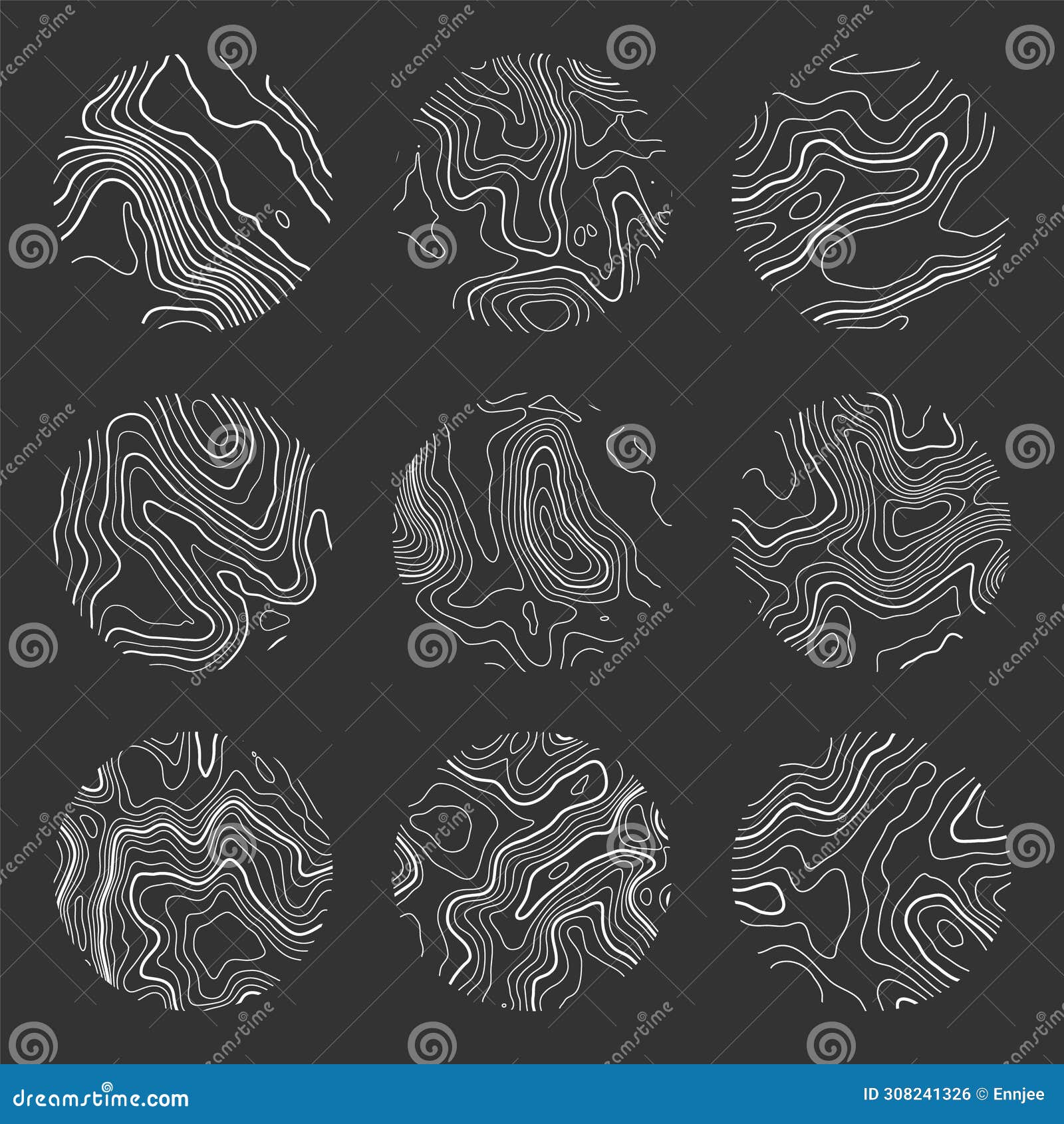 Topographic Map with Contour Lines. Geographic Terrain Grid, Relief ...