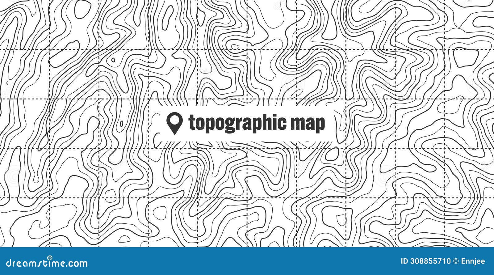 Topographic Map with Contour Lines. Geographic Terrain Grid, Relief ...