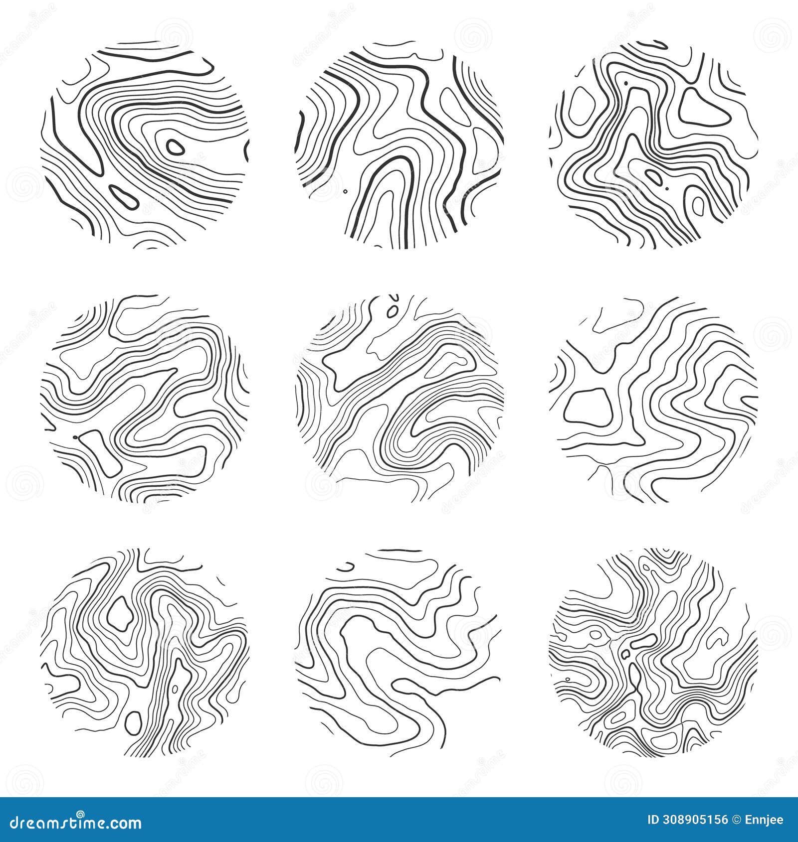 Topographic Map with Contour Lines. Geographic Terrain Grid, Relief ...