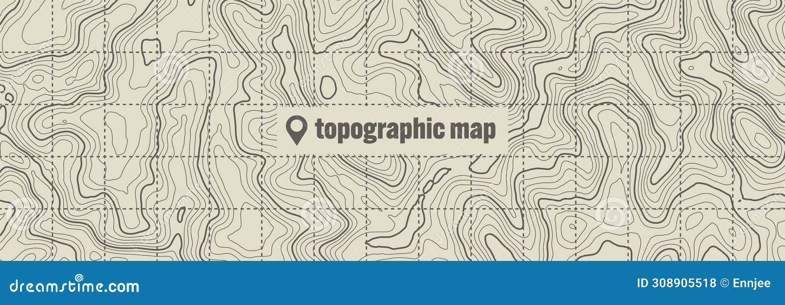 Topographic Map with Contour Lines. Geographic Terrain Grid, Relief ...
