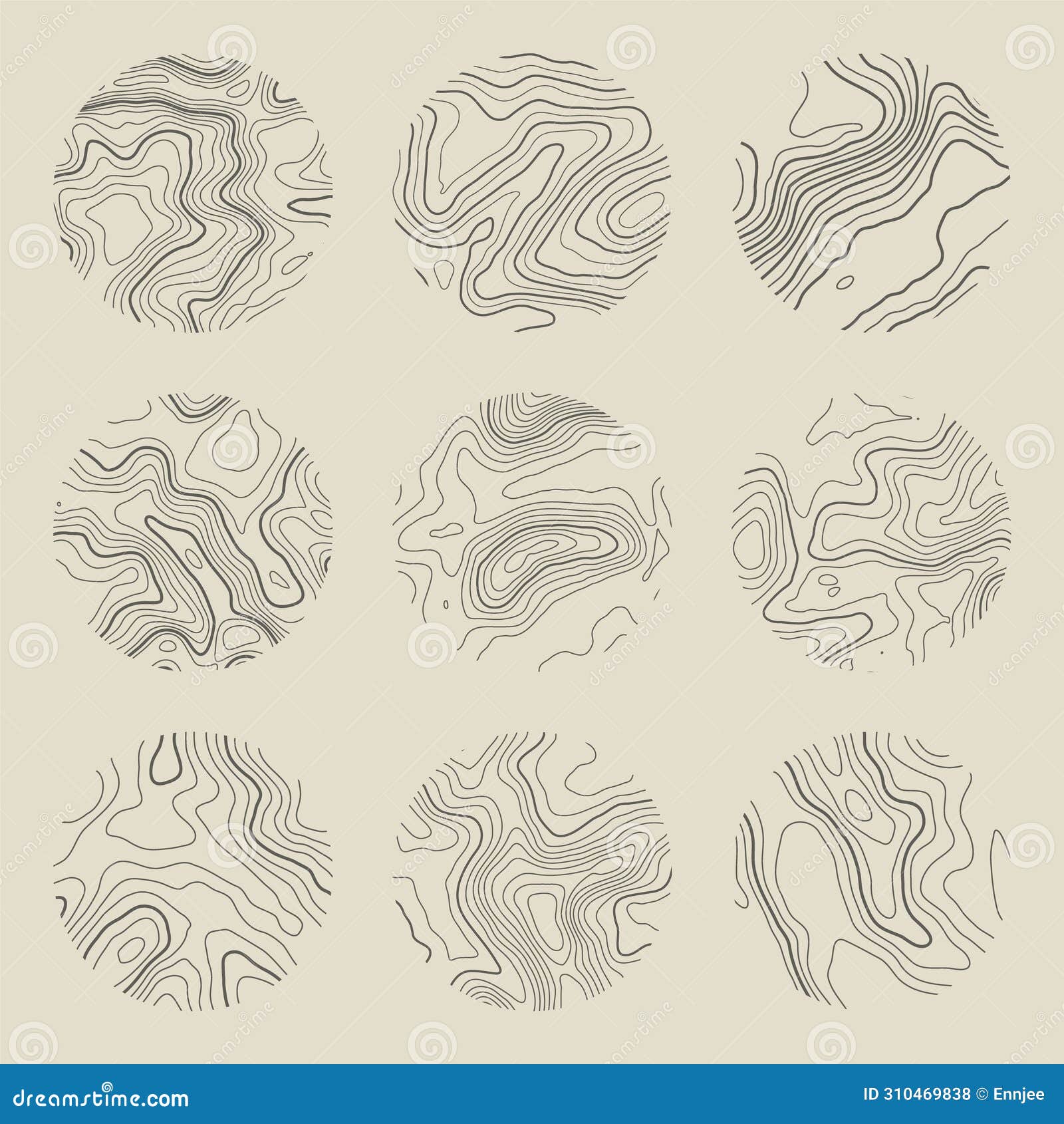 Topographic Map with Contour Lines. Geographic Terrain Grid, Relief ...