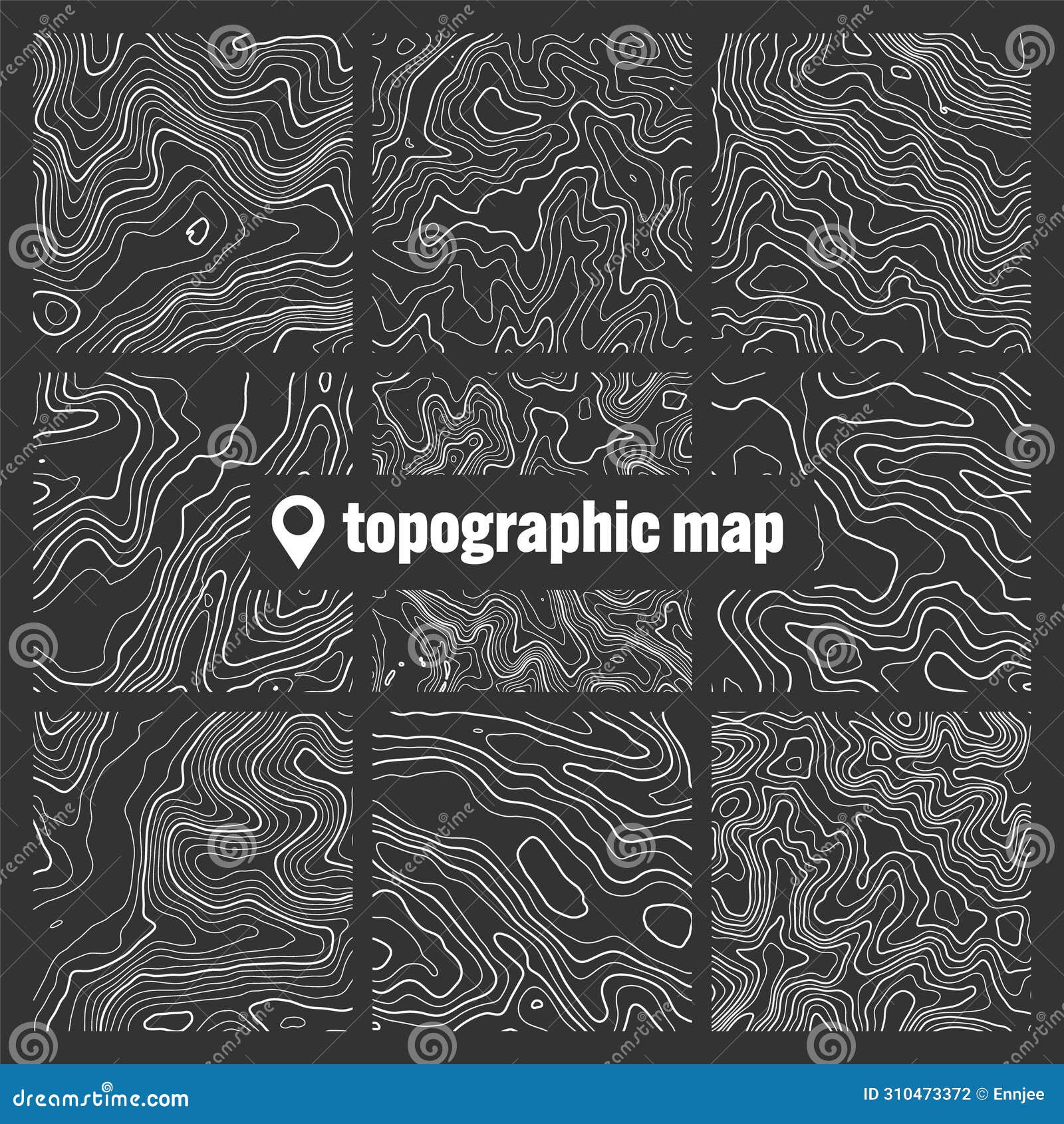 Topographic Map with Contour Lines. Geographic Terrain Grid, Relief ...