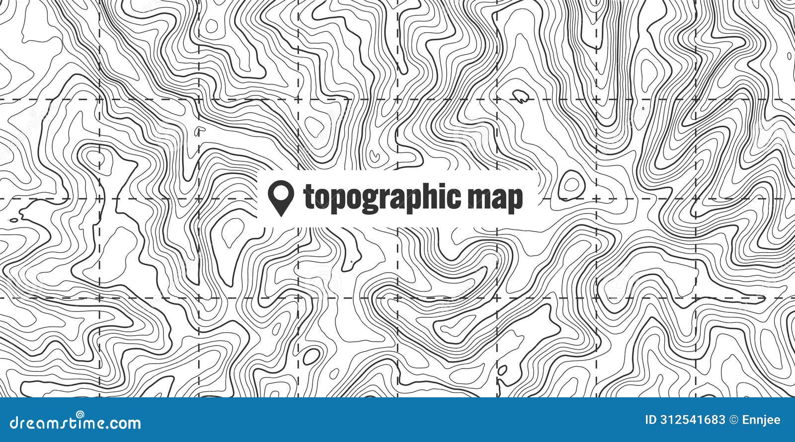 Topographic Map with Contour Lines. Geographic Terrain Grid, Relief ...