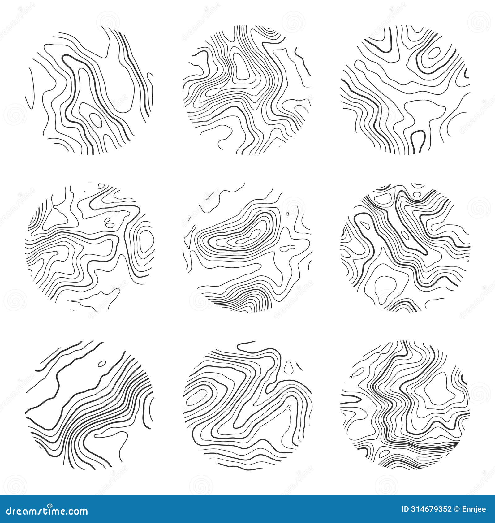 Topographic Map with Contour Lines. Geographic Terrain Grid, Relief ...