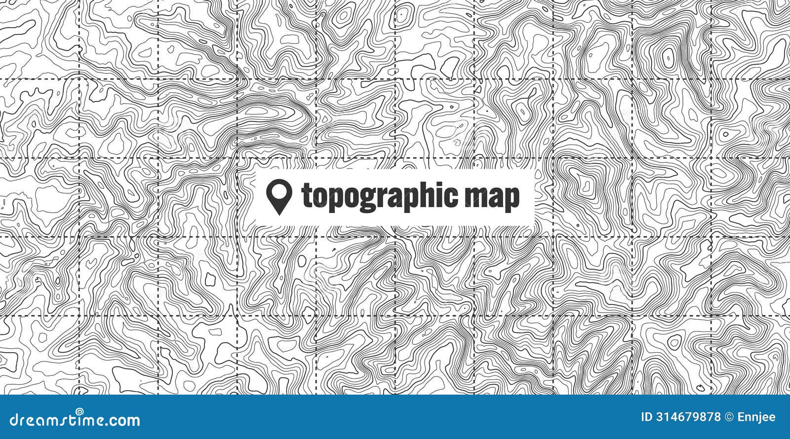Topographic Map with Contour Lines. Geographic Terrain Grid, Relief ...