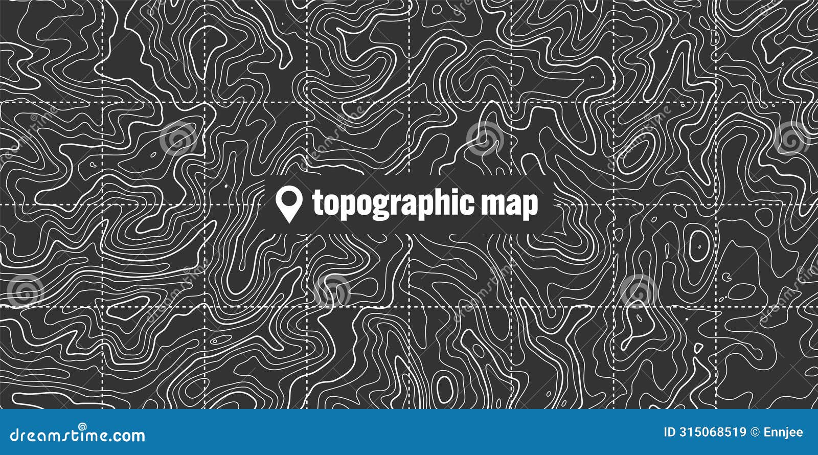 Topographic Map with Contour Lines. Geographic Terrain Grid, Relief ...