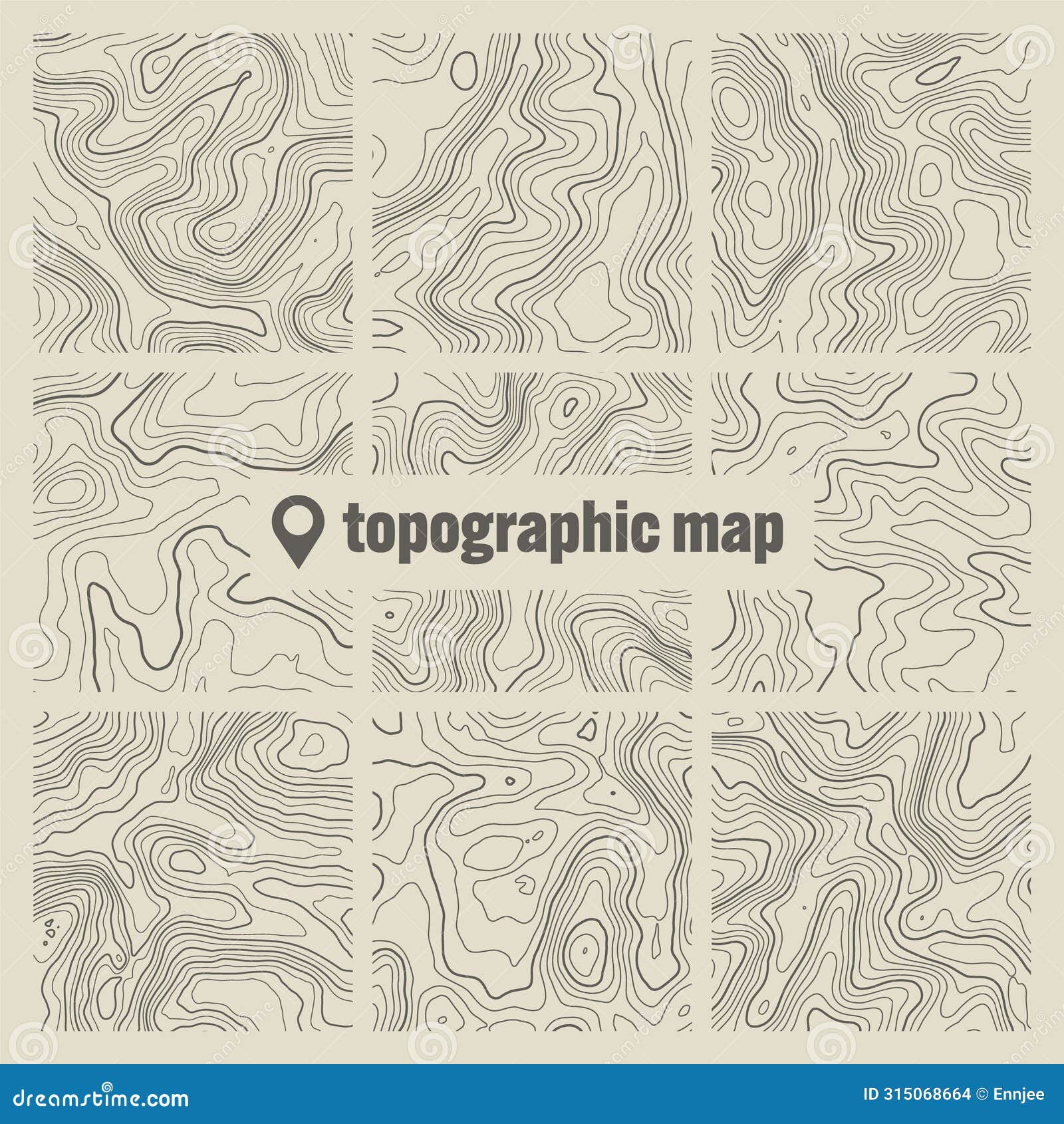 Topographic Map with Contour Lines. Geographic Terrain Grid, Relief ...