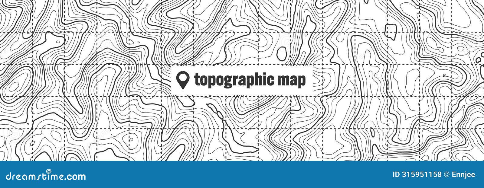 Topographic Map with Contour Lines. Geographic Terrain Grid, Relief ...