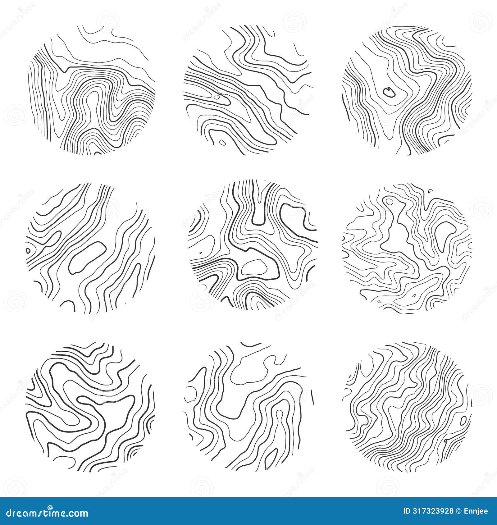Topographic Map with Contour Lines. Geographic Terrain Grid, Relief ...