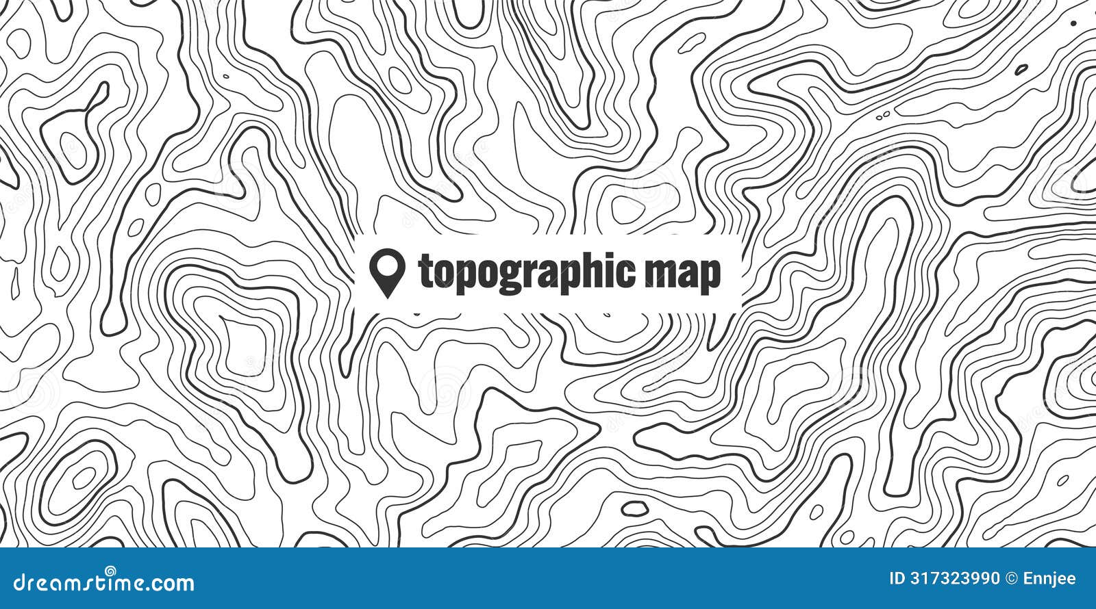 Topographic Map with Contour Lines. Geographic Terrain Grid, Relief ...