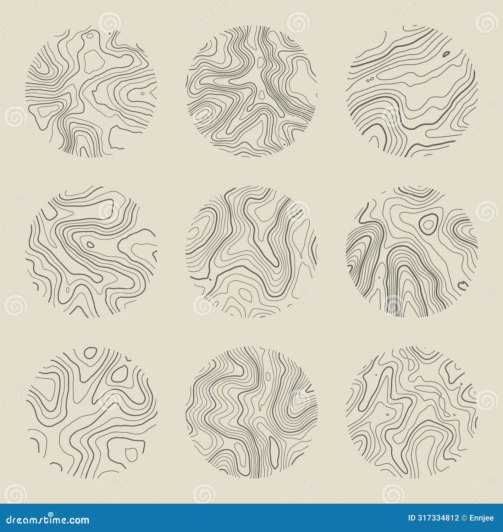 Topographic Map with Contour Lines. Geographic Terrain Grid, Relief ...