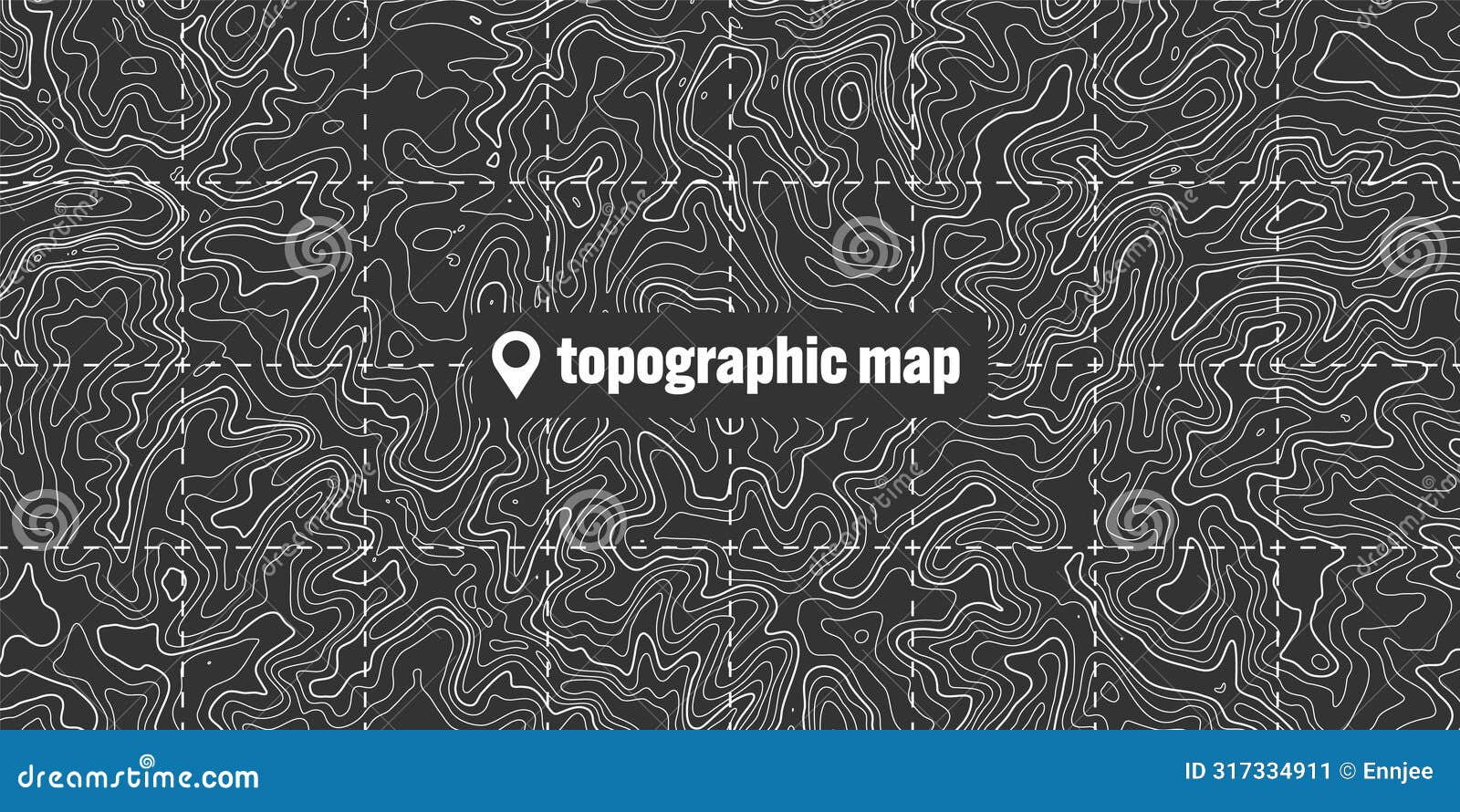 Topographic Map with Contour Lines. Geographic Terrain Grid, Relief ...