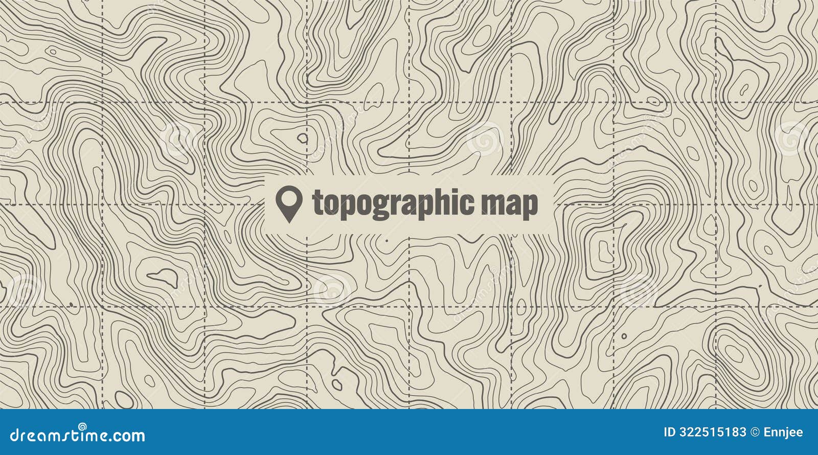 Topographic Map with Contour Lines. Geographic Terrain Grid, Relief ...