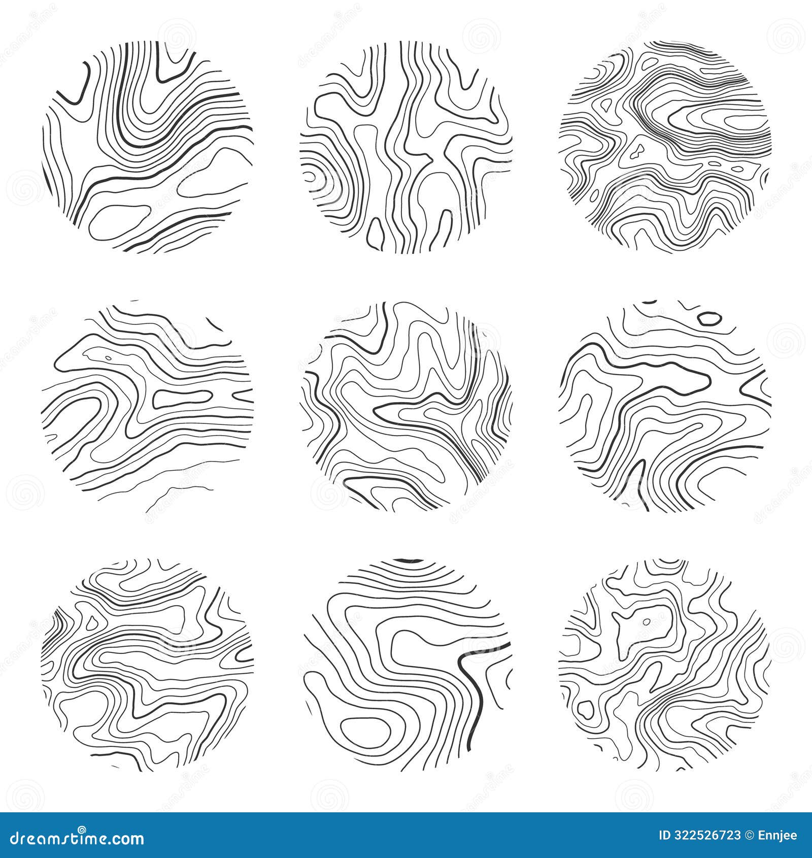 Topographic Map with Contour Lines. Geographic Terrain Grid, Relief ...