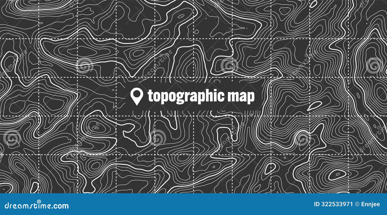 Topographic Map with Contour Lines. Geographic Terrain Grid, Relief ...