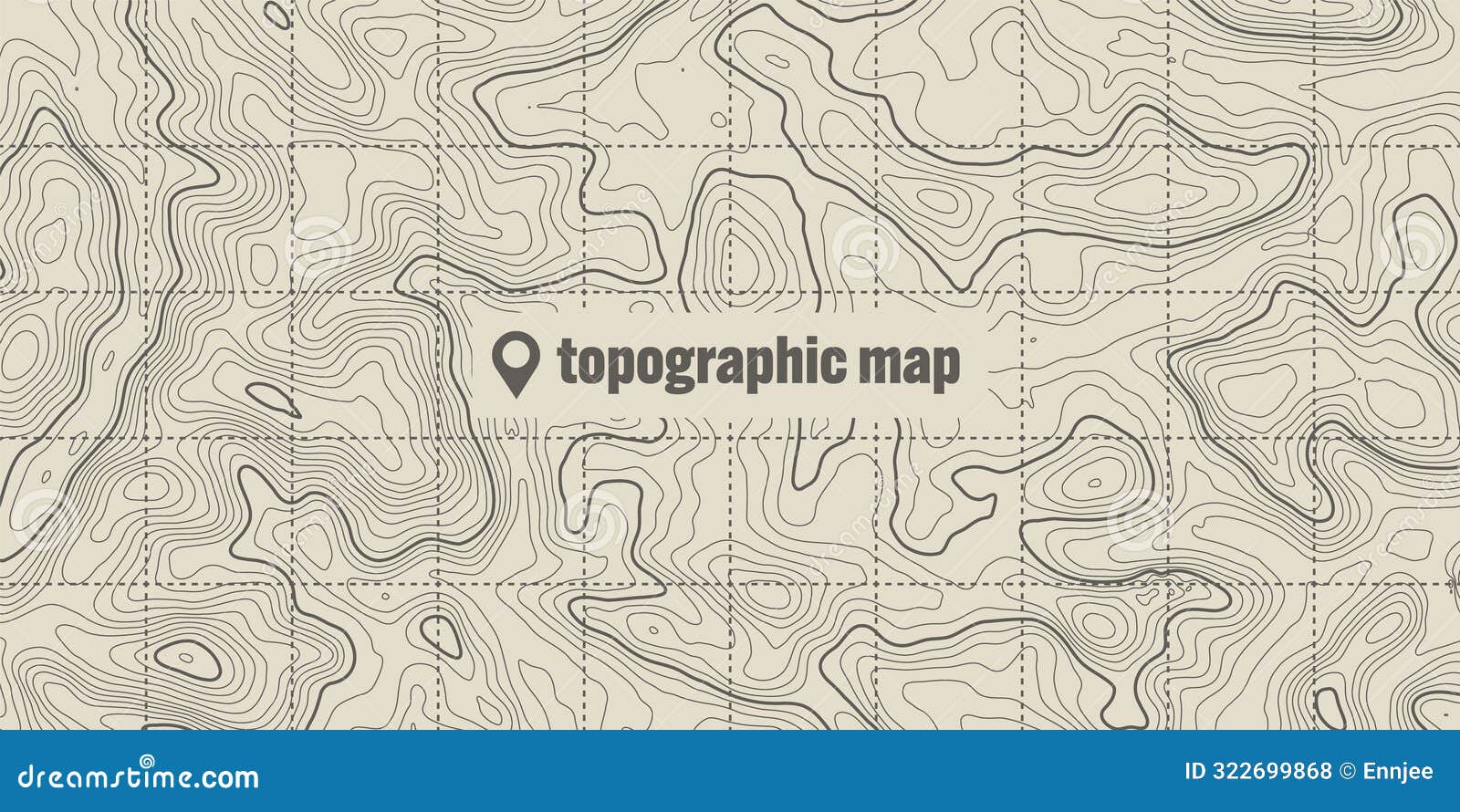 Topographic Map with Contour Lines. Geographic Terrain Grid, Relief ...