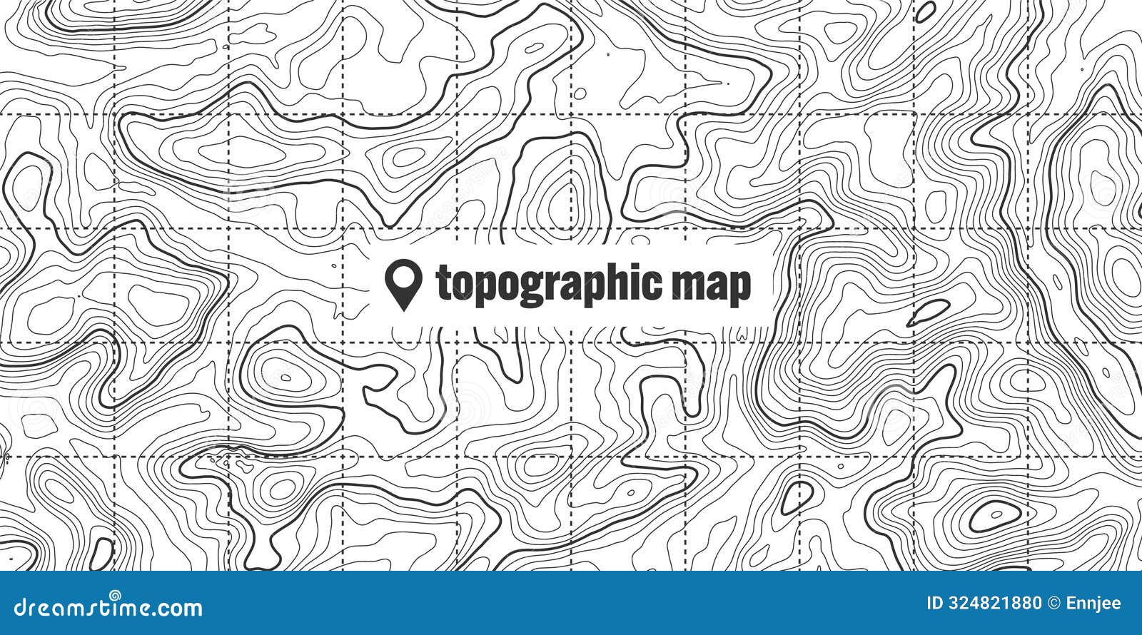 Topographic Map with Contour Lines. Geographic Terrain Grid, Relief ...
