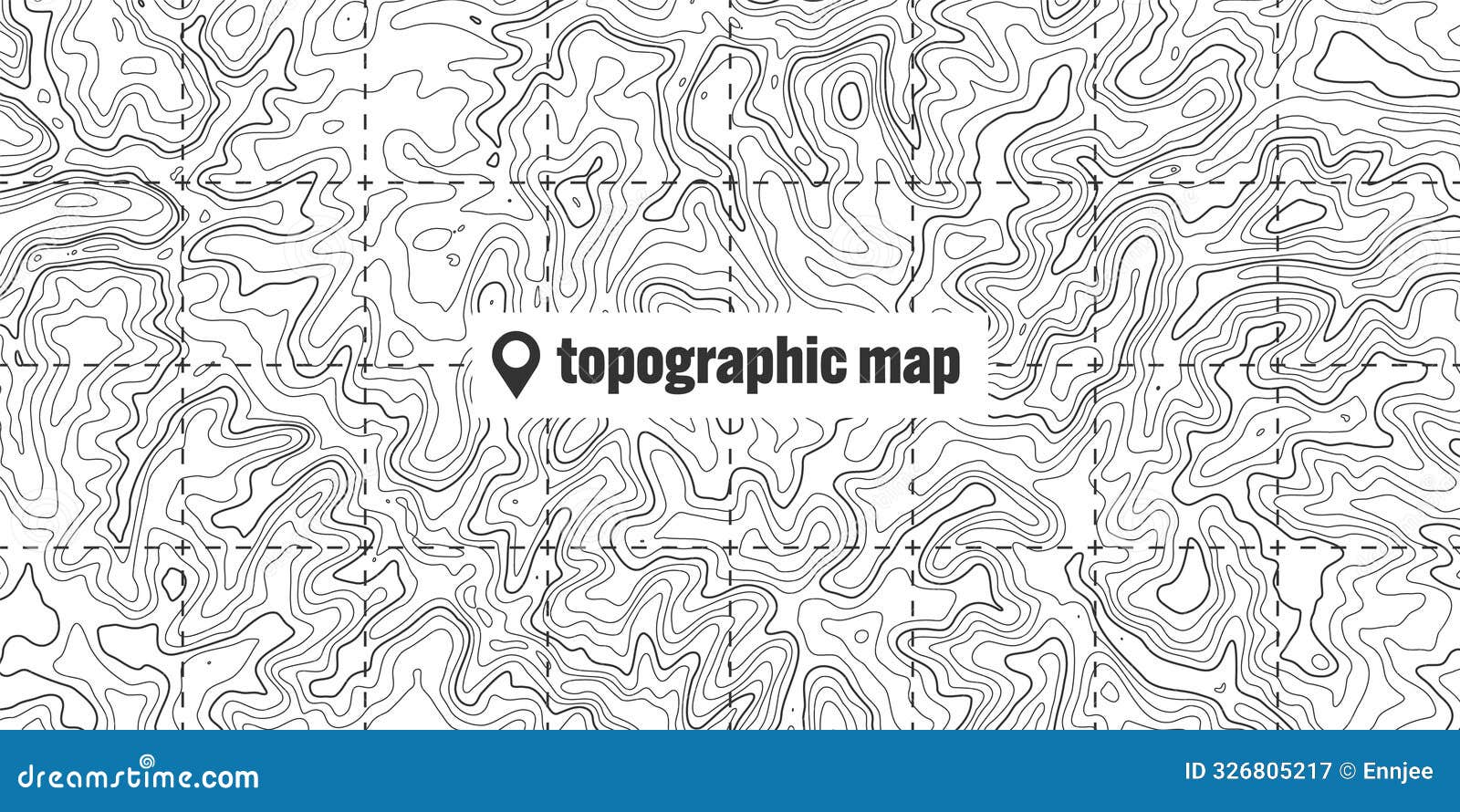 Topographic Map with Contour Lines. Geographic Terrain Grid, Relief ...