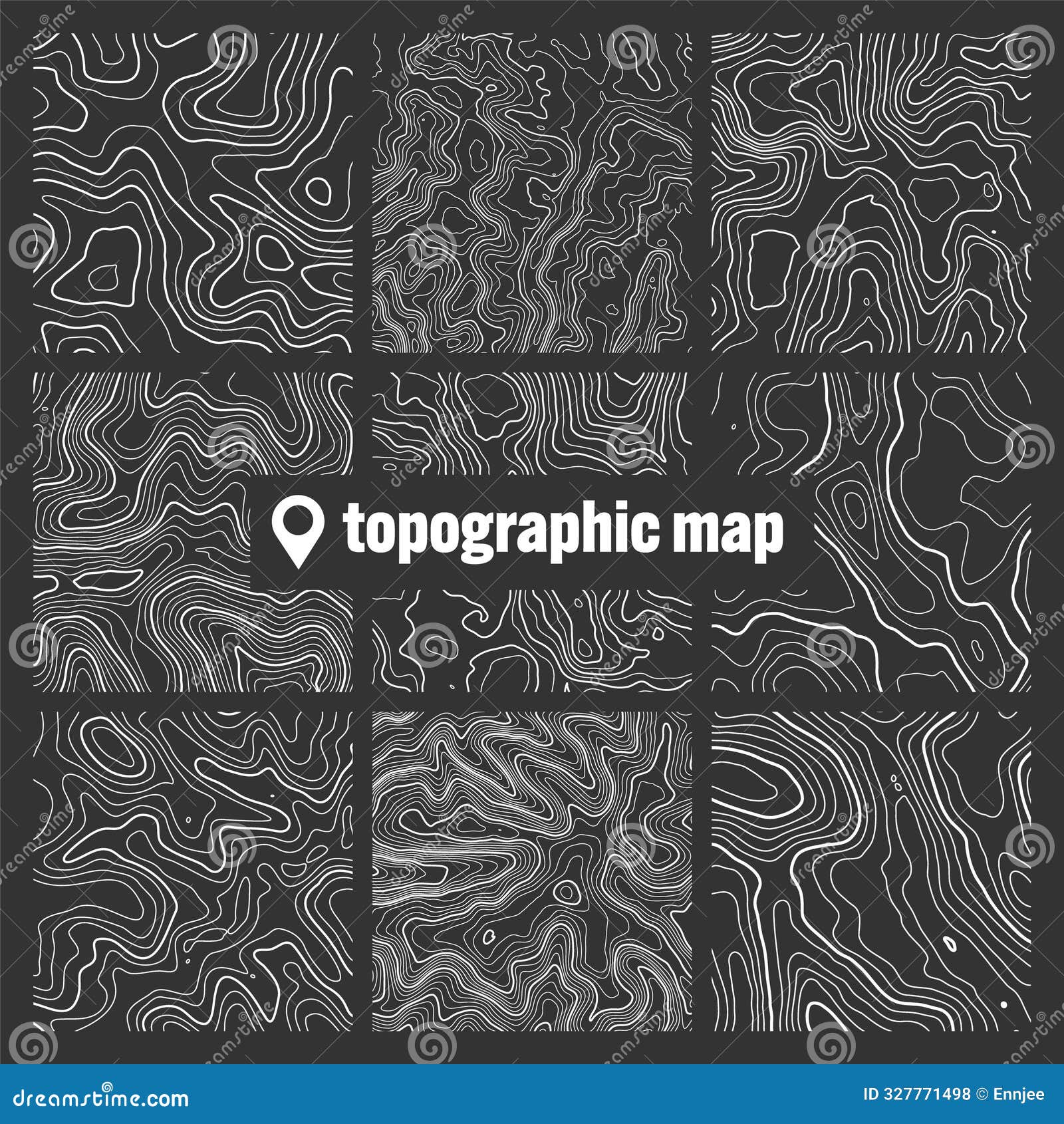 Topographic Map with Contour Lines. Geographic Terrain Grid, Relief ...