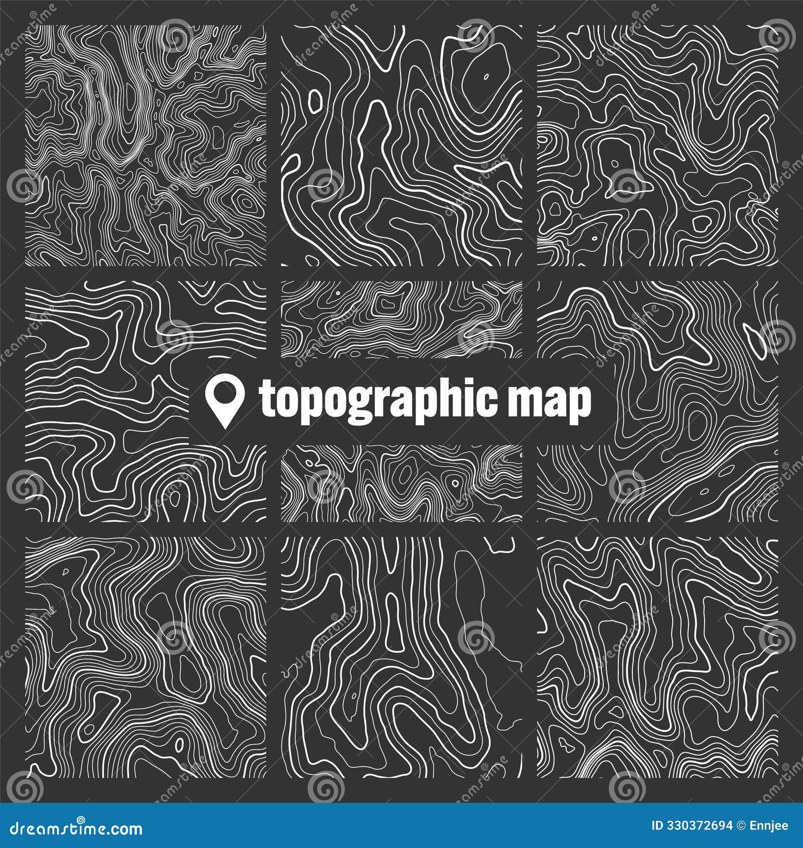 Topographic Map with Contour Lines. Geographic Terrain Grid, Relief ...