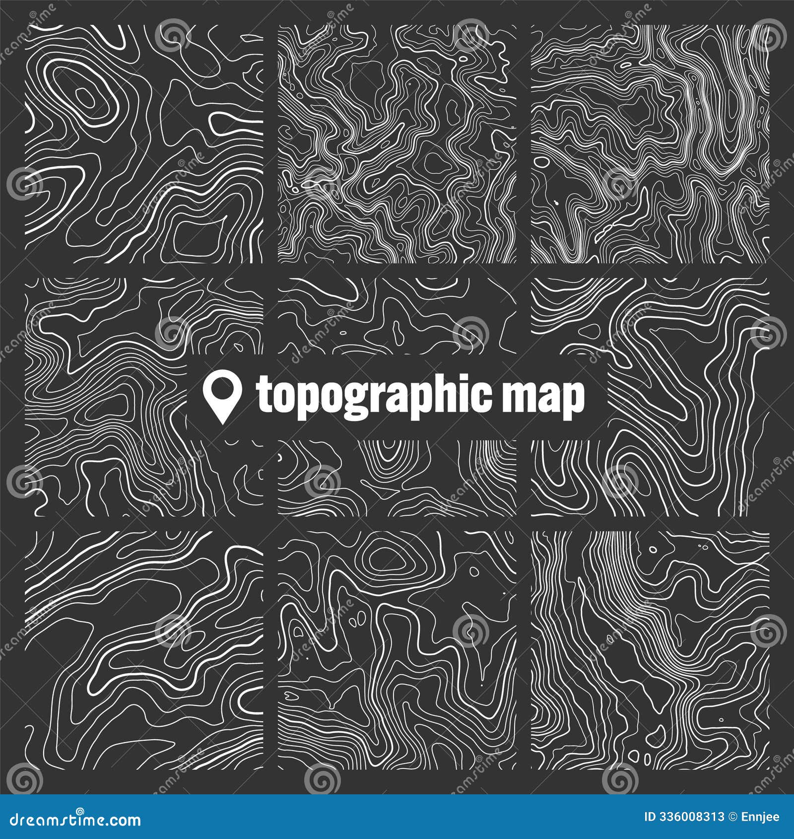 Topographic Map with Contour Lines. Geographic Terrain Grid, Relief ...