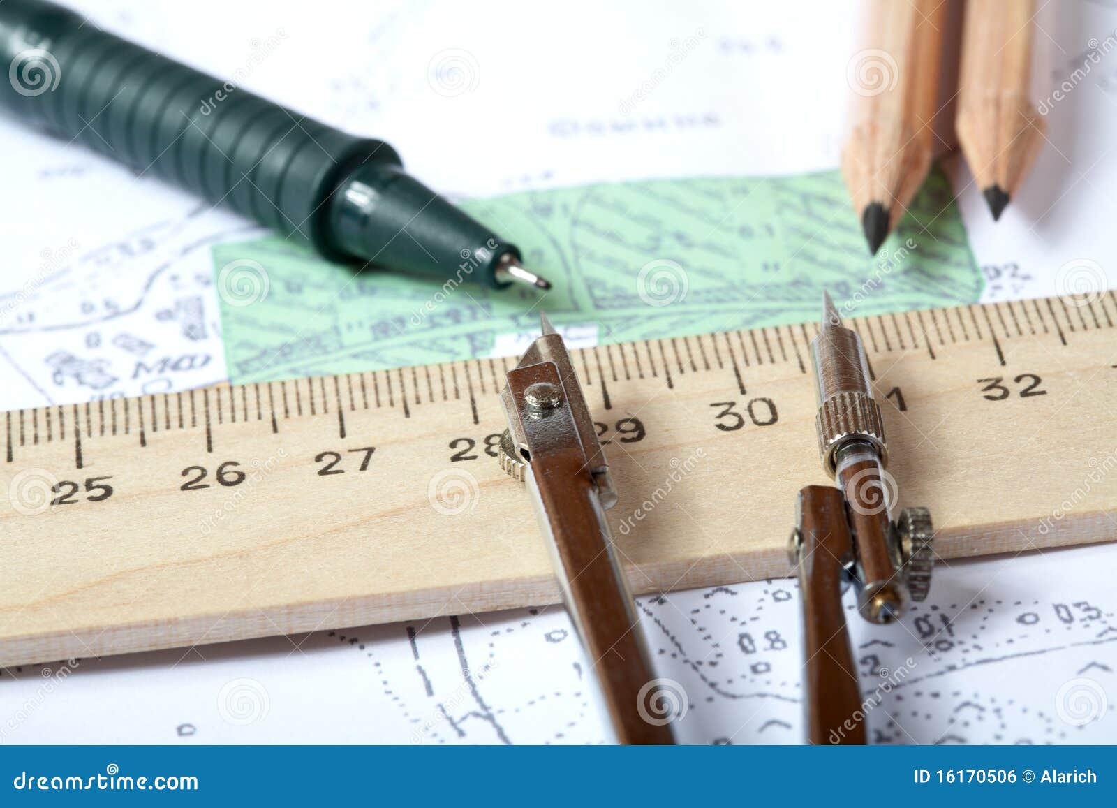 Topographic Map Of District With Ruler Royalty-Free Stock Photography ...