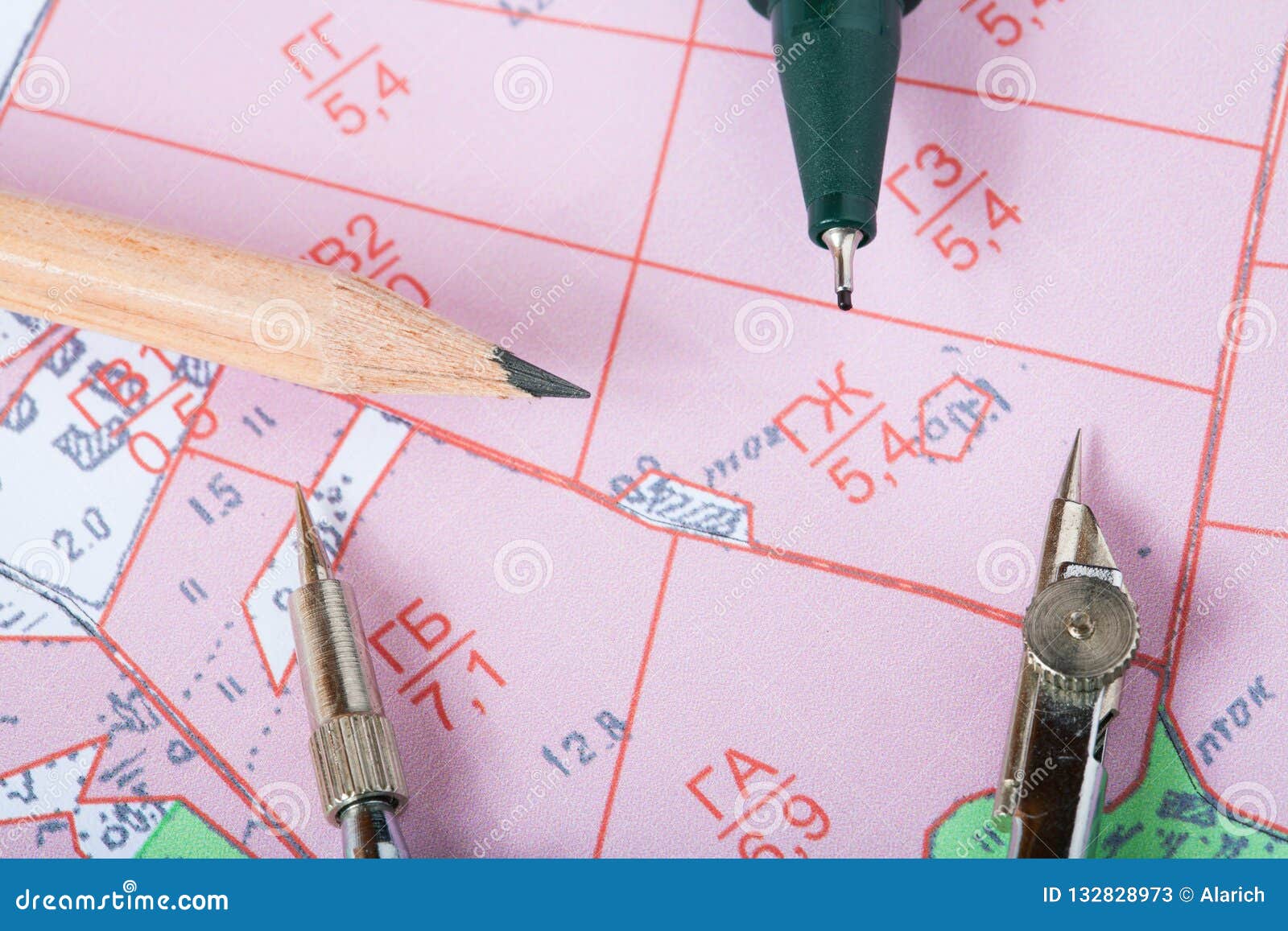 Topographic Map Of District With Ruler Royalty-Free Stock Photography ...