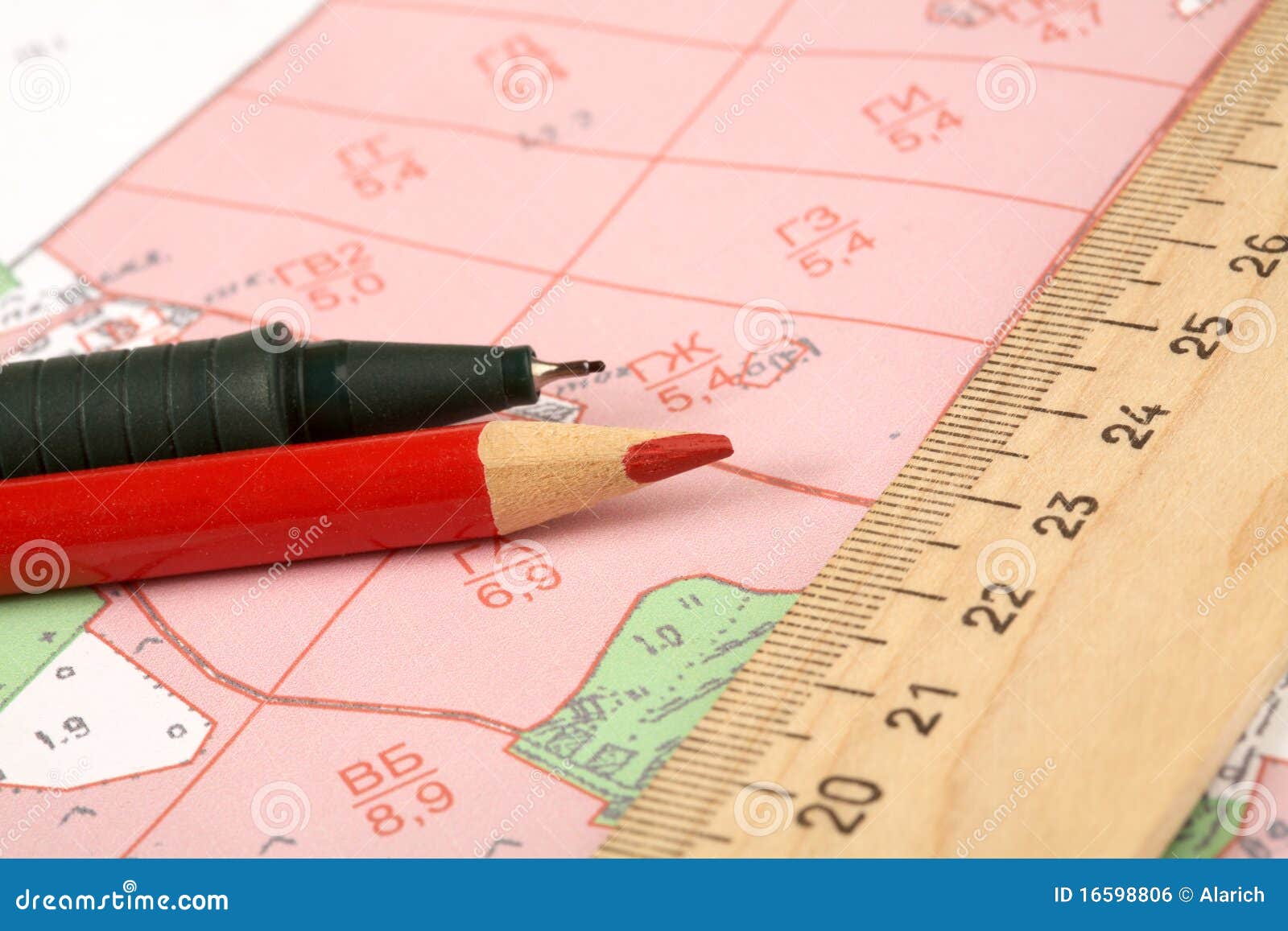 Topographic Map of District with Ruler Stock Photo - Image of concept ...