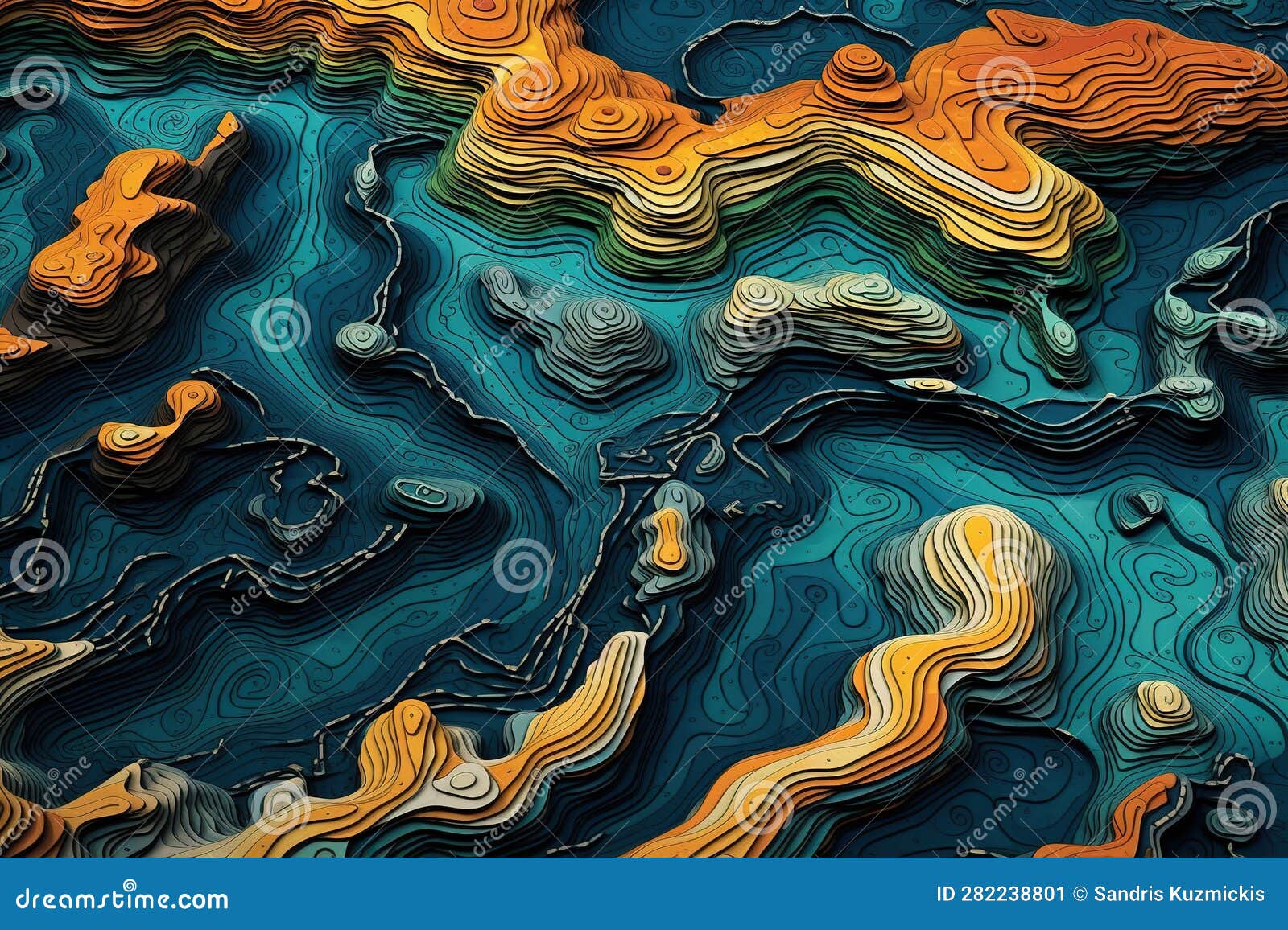 A Topographic Map. Generative AI Stock Illustration - Illustration of ...