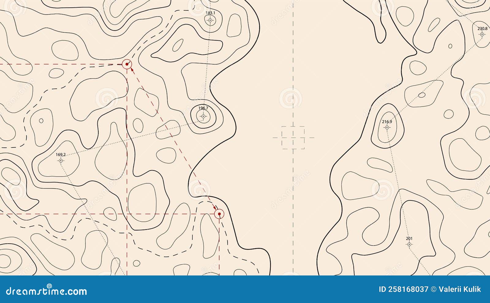Topographic Map. Geographical Background Of The Relief. Contour Maps ...